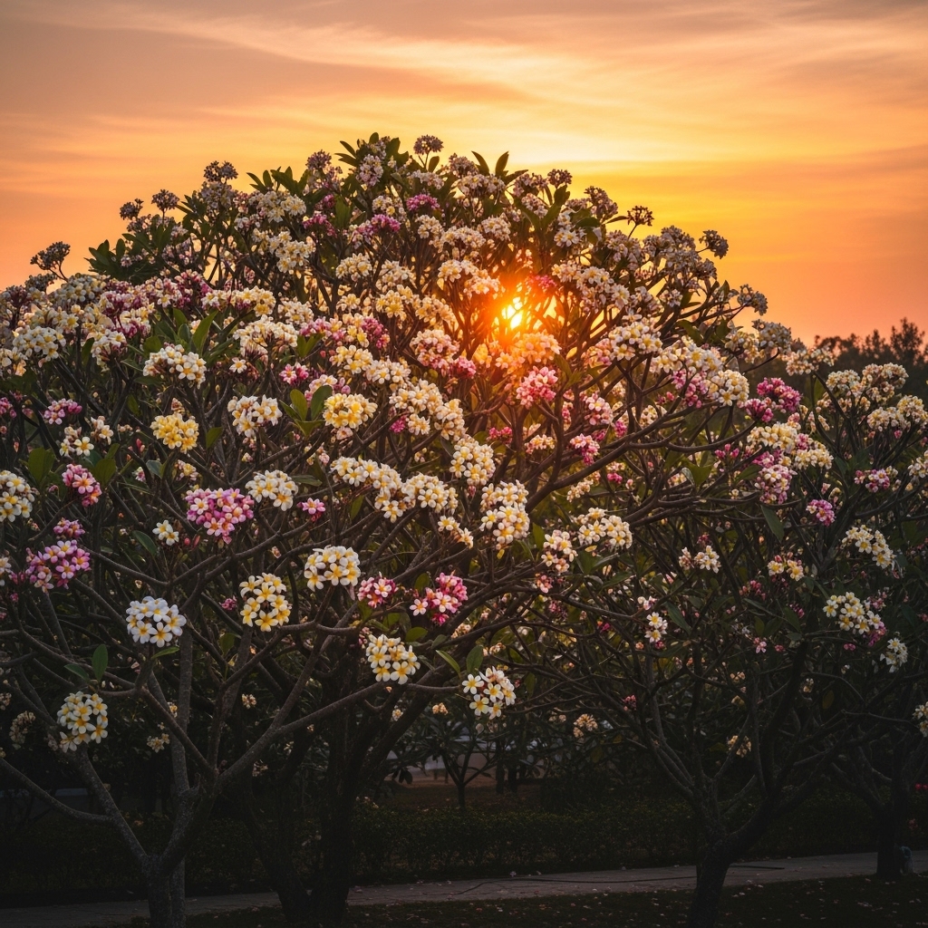 Tingkat Pertumbuhan Pohon Kamboja dan Bunga yang Harum