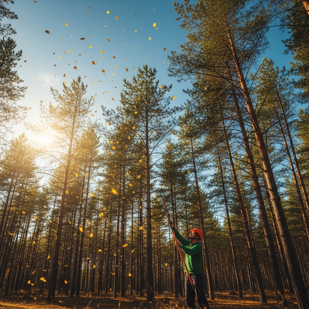 Pine Tree Pruning to Avoid Fire Hazards