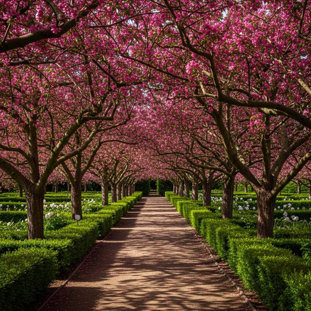 Crabapple Tree Pruning for Garden Pathways